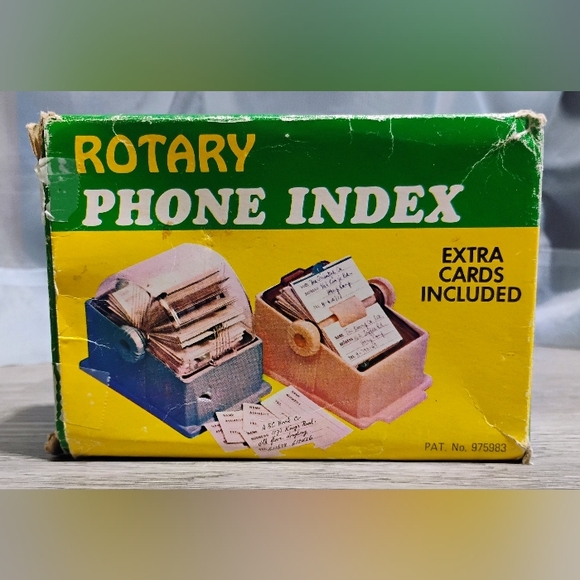 Rolodex | Office | Rotary Phone Index With Extra Cards Green And Yellow ...